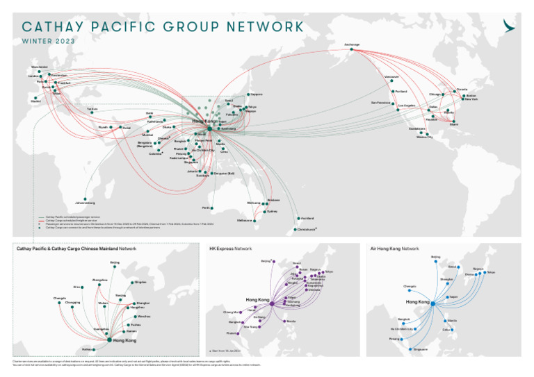 Cathay Pacific Group Winter 2023 Network Map | PDF | Transport ...