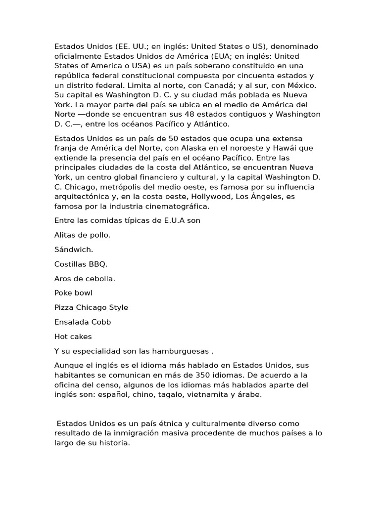 Investigación Estados Unidos | PDF | Los Estados Unidos | Américas