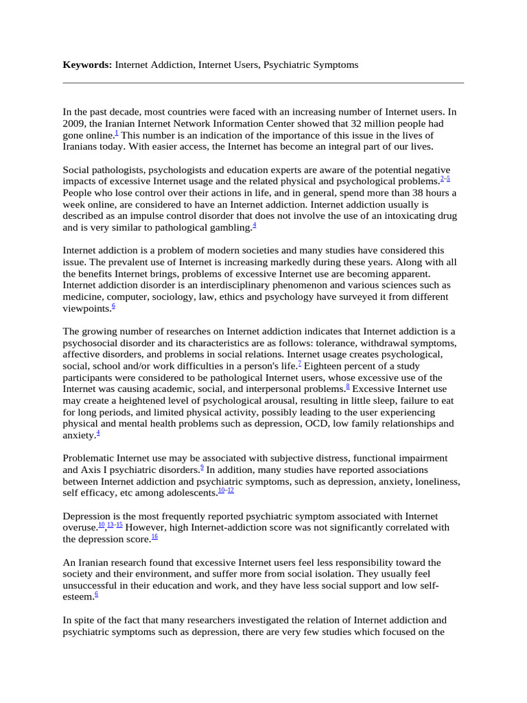 Internet Addiction - Reading Comprehension | PDF | Mental Disorder ...