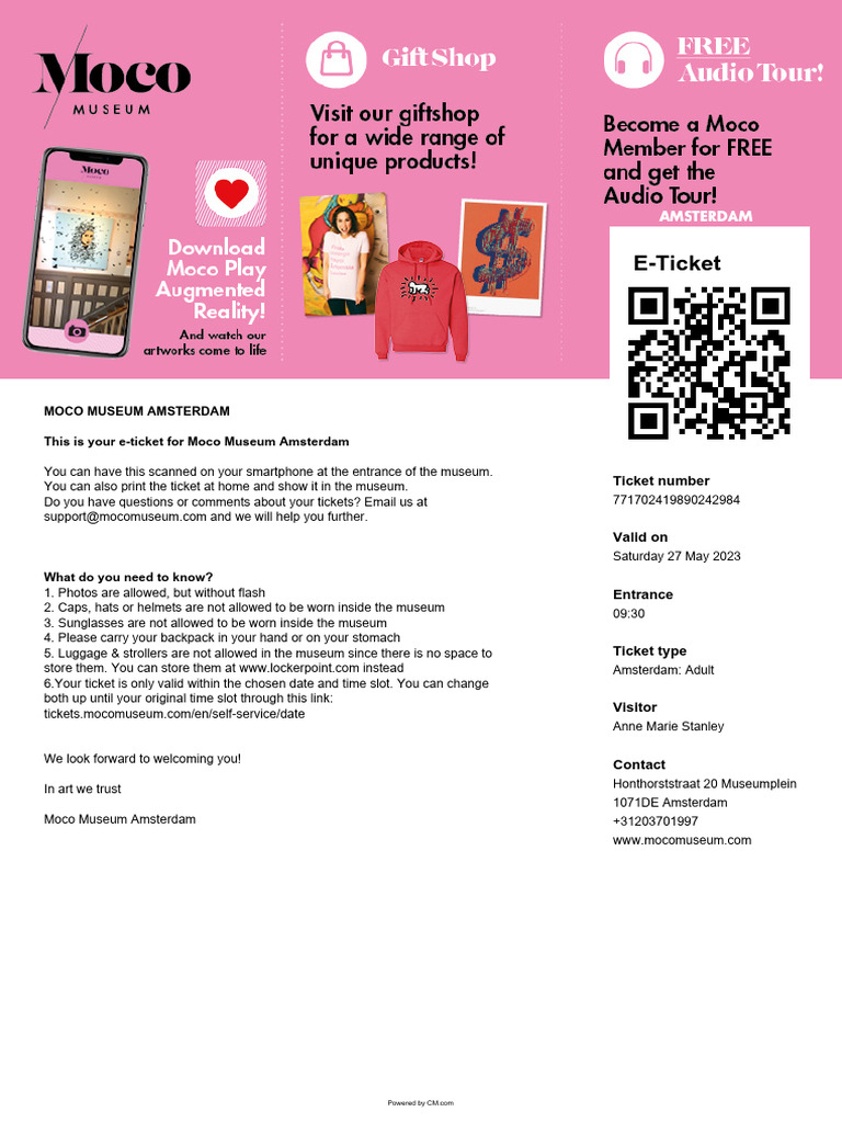 E-Ticket: Moco Museum Amsterdam This Is Your E-Ticket For Moco Museum Amsterdam | PDF