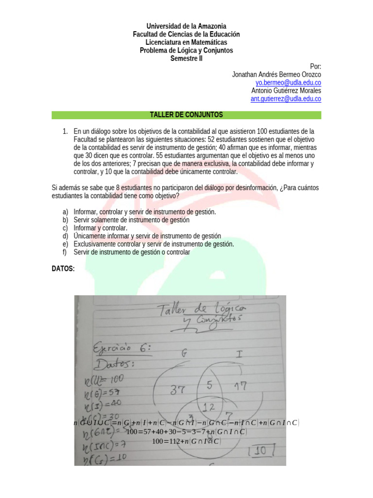 Taller de Conjuntos | PDF