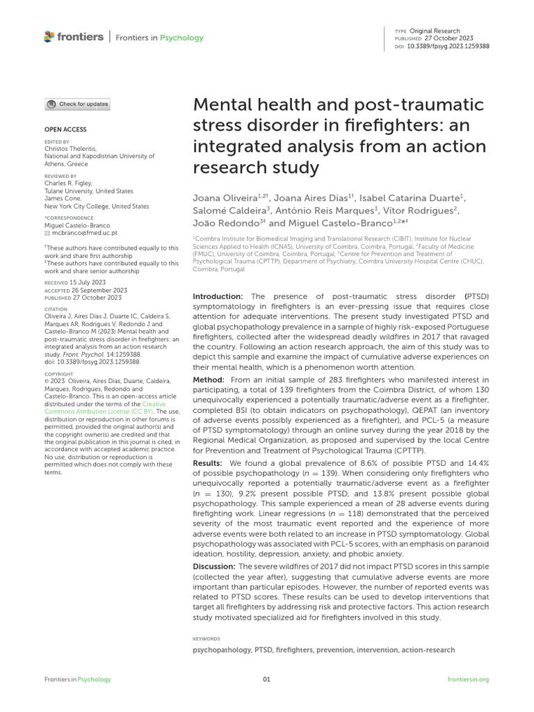 Mental Health and Post-Traumatic Stress Disorder I | PDF ...
