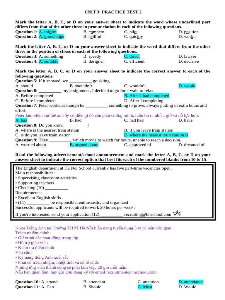 Unit 3 - Practice Test 2 | PDF