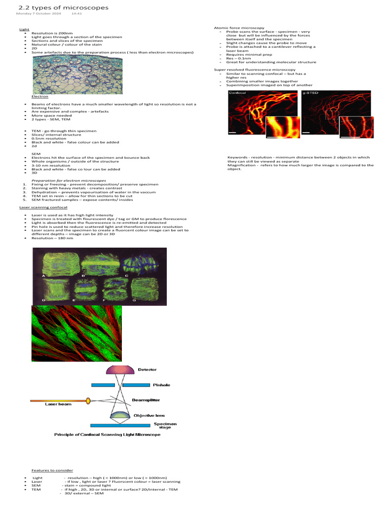 Types of Microscopes and Their Resolutions | PDF | Microscope ...