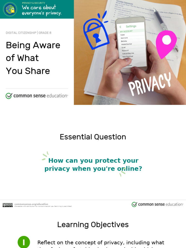 Grade 8 - Being Aware of What You Share - Lesson Slides | PDF | Privacy ...