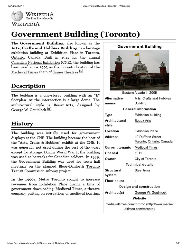 Government Building (Toronto) - Wikipedia | PDF | Toronto