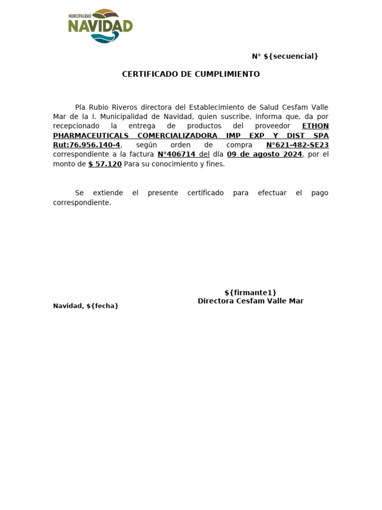 40671-Certificado Cumplimiento N°406714 | PDF