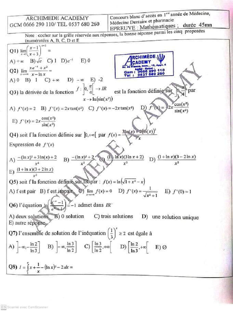 Concours Blanc Archimède | PDF