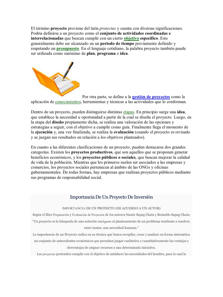 El Término Proyecto Proviene Del Latín Proiectus y Cuenta Con Diversas ...