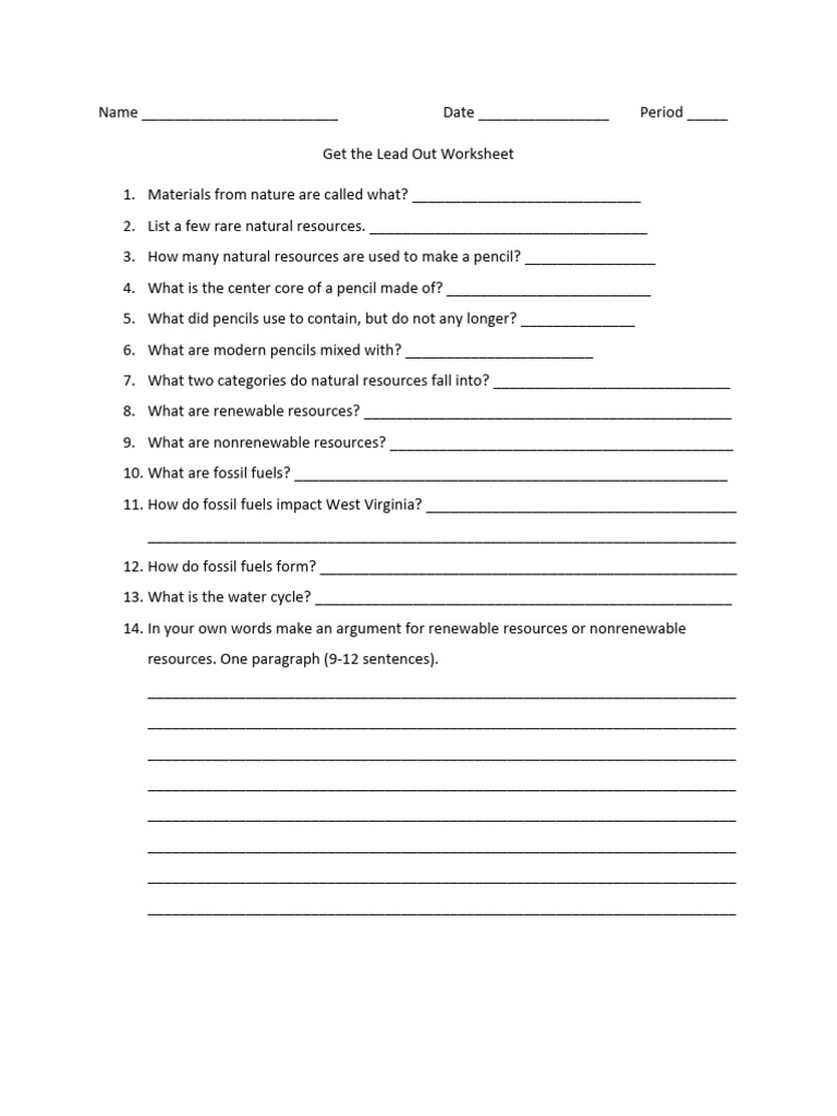 Get The Lead Out Worksheet | PDF