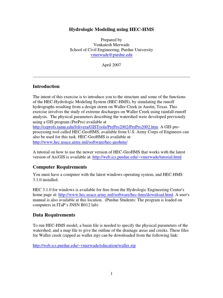 HEC-HMS Hydrologic Modeling Guide | PDF | Drainage Basin | Discharge ...