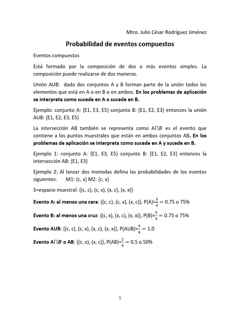 Probabilidad de Eventos Compuestos y Mutuamente Excluyentes | PDF ...