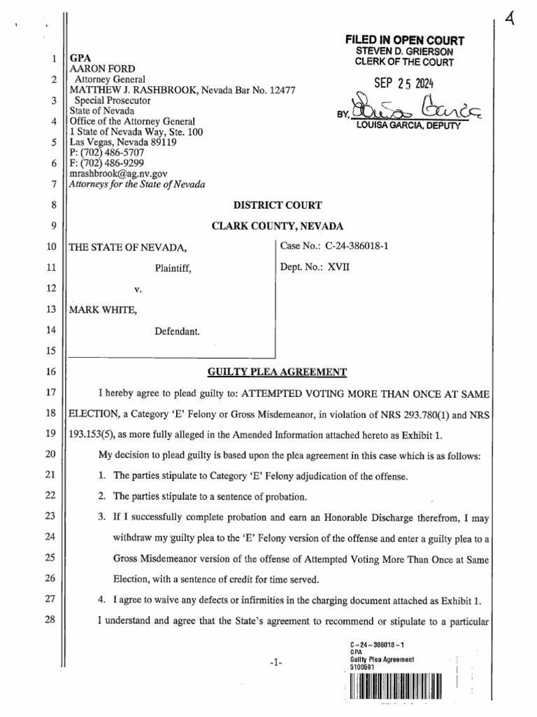Mark White Guilty Plea Agreement | PDF