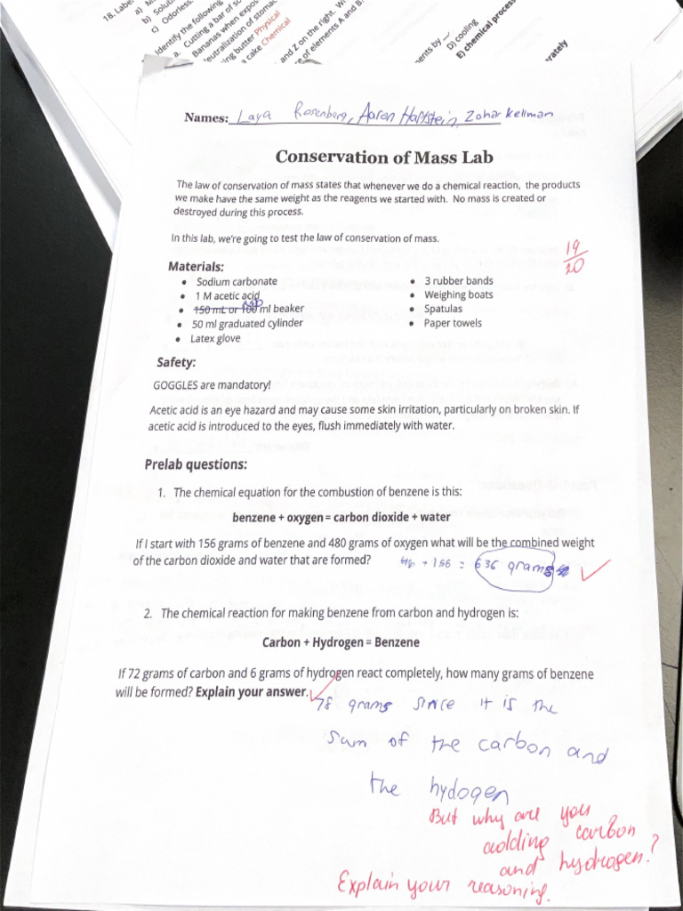 Conservation of mass lab | PDF