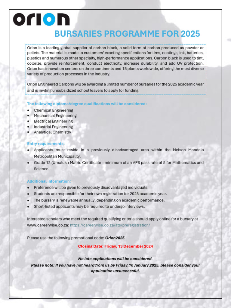 Orion Bursaries | PDF