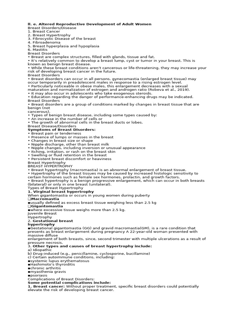 Altered Reproductive Development of Women | PDF | Breast | Breast Cancer