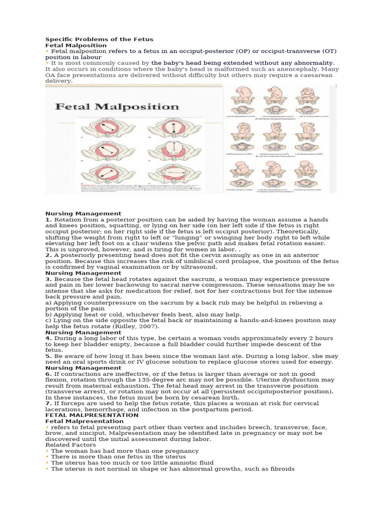 Specific Problems of The Fetus | PDF | Childbirth | Fetus