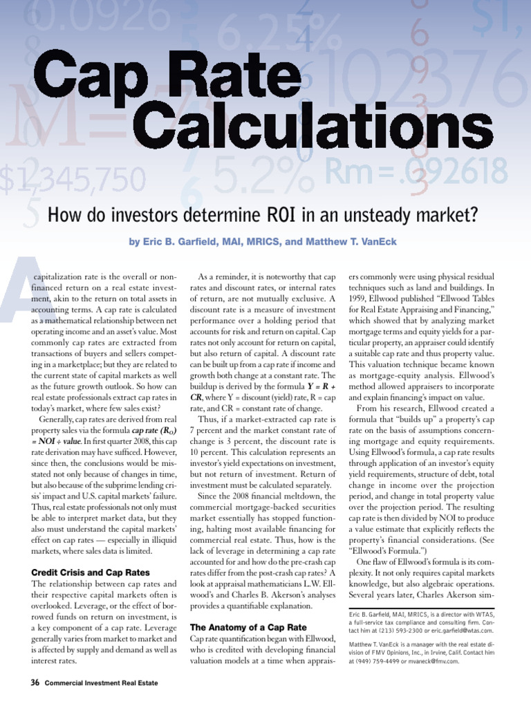 Real estate cap rate calculations | PDF | Mortgages | Interest