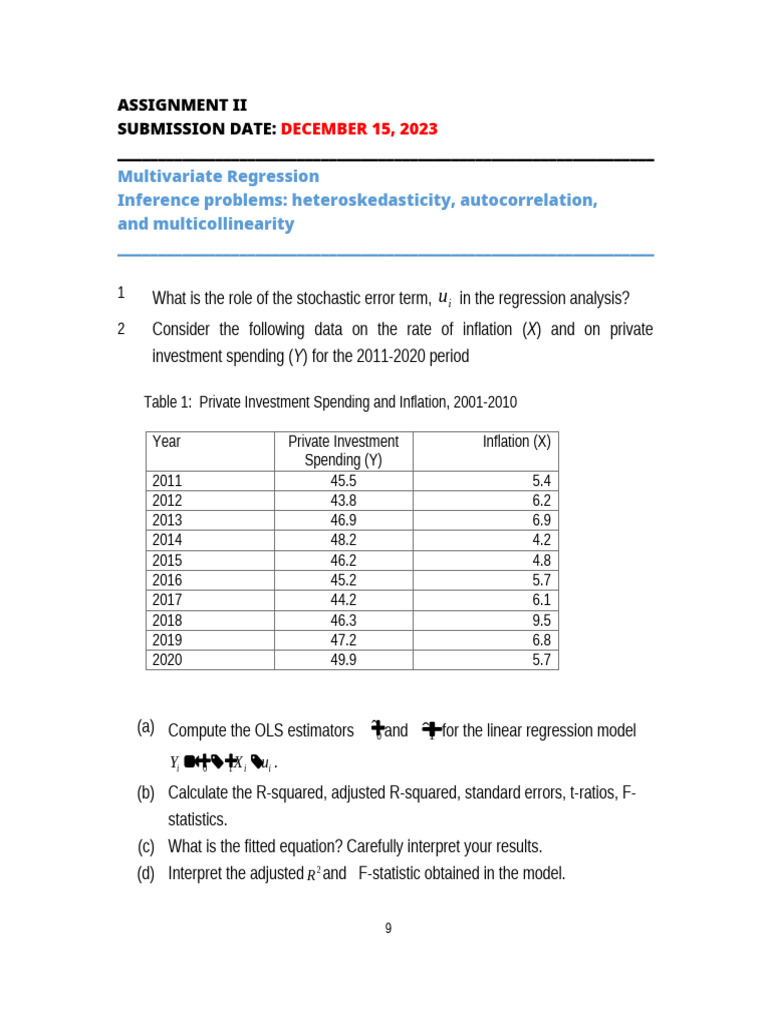 Quantitative Techniques, ASSIGNMENTS-2 | PDF | Regression Analysis | Errors And Residuals