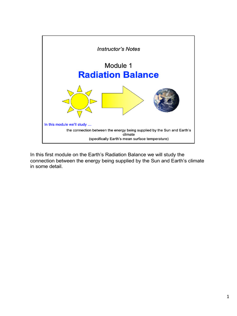 Instructors Notes-Radiation Balance | PDF | Electromagnetic Radiation ...