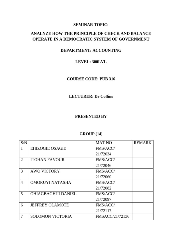 Checks and Balances in Democracy | PDF | Separation Of Powers ...