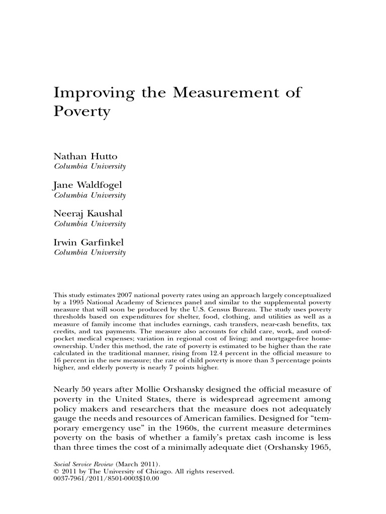 Enhanced Poverty Measurement Methods | PDF | Cost Of Living | Poverty ...