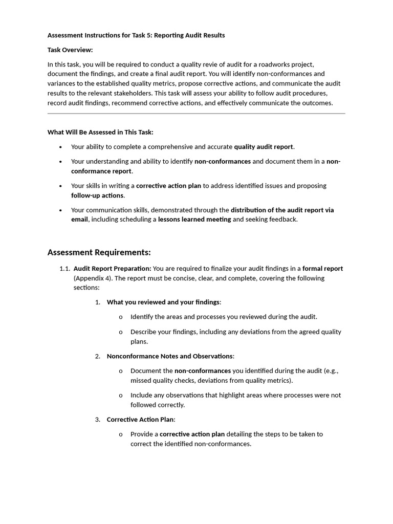 Task 1.5 - Reporting Audit Results | PDF | Audit