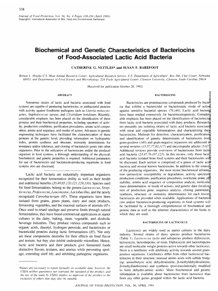 Biochemical and Genetic Characteristics of Bacteriocins of Food ...