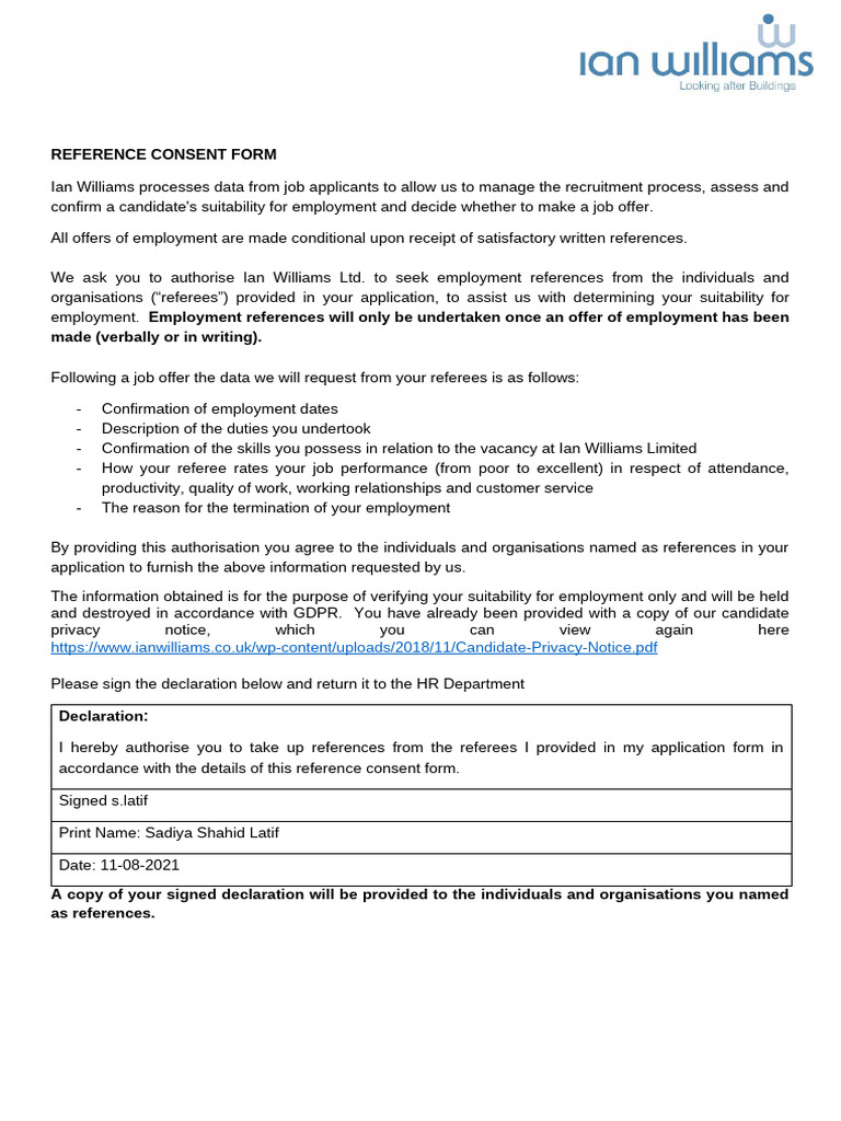 Employment Reference Consent Form (002) 1 | PDF