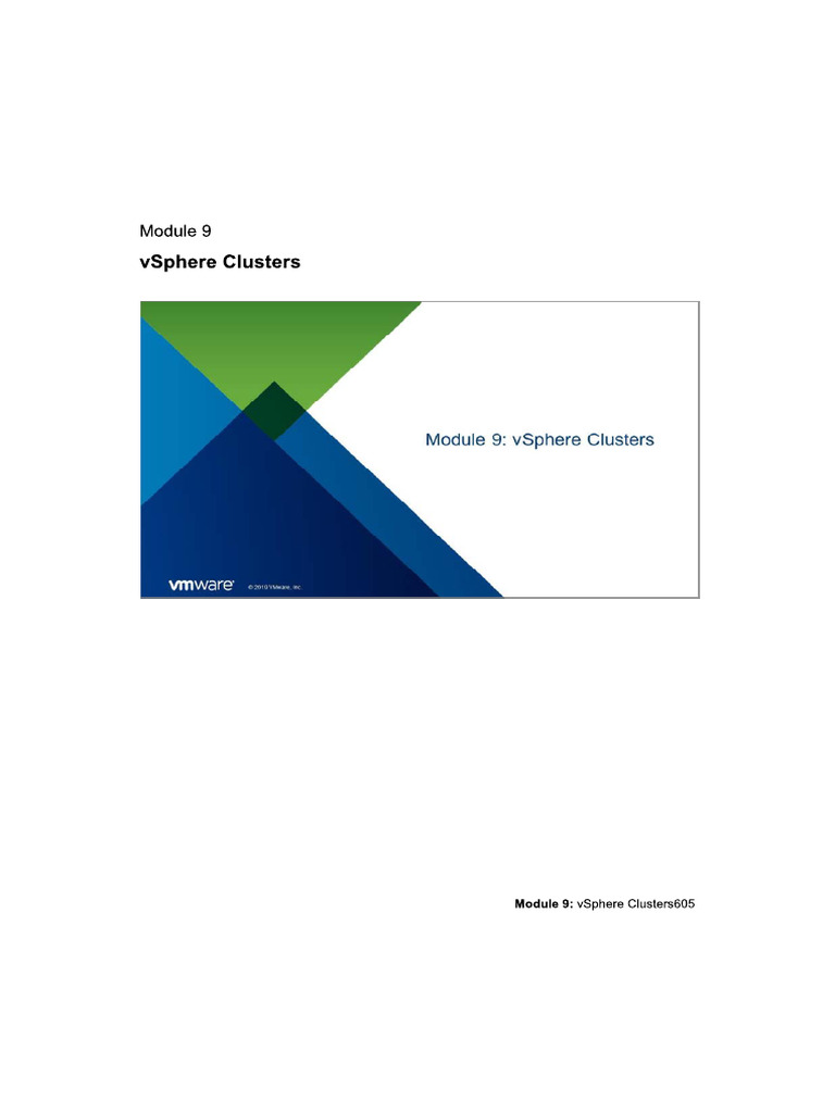 VMware Vsphere 7.0 Clusters - Module 9 | PDF
