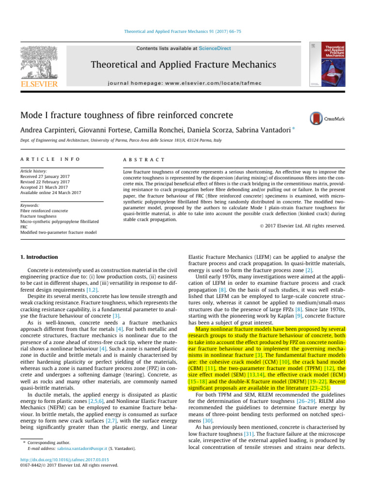 ModeIfracturetoughnessoffbrereinforcedconcrete | PDF | Fracture | Fracture Mechanics