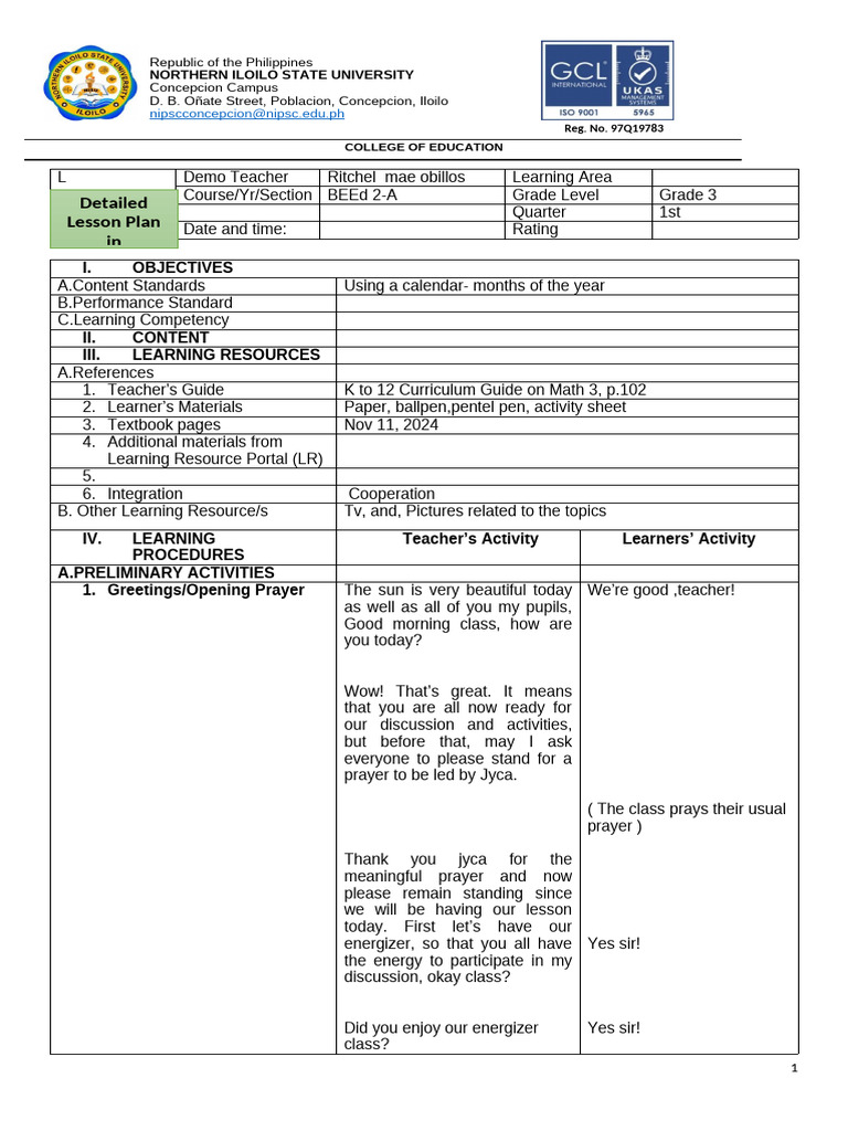 MATH-Lesson-plan | PDF | Cognition | Learning