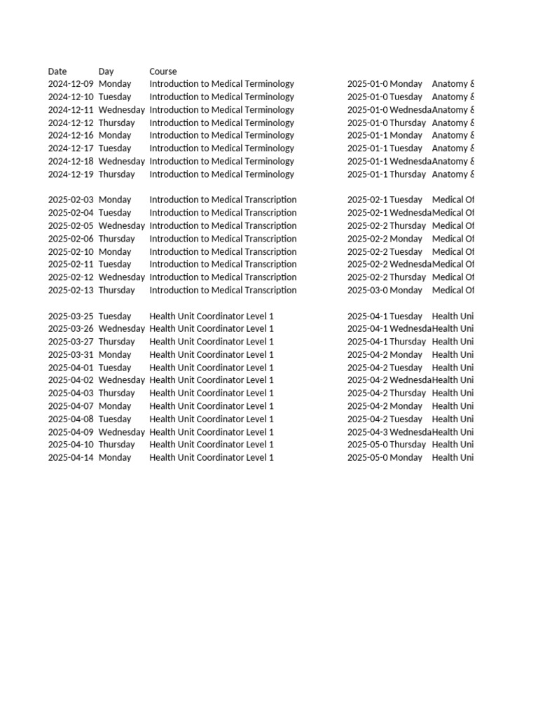 Medical Office Assistant Calendar Schedule | PDF | Public Holiday ...