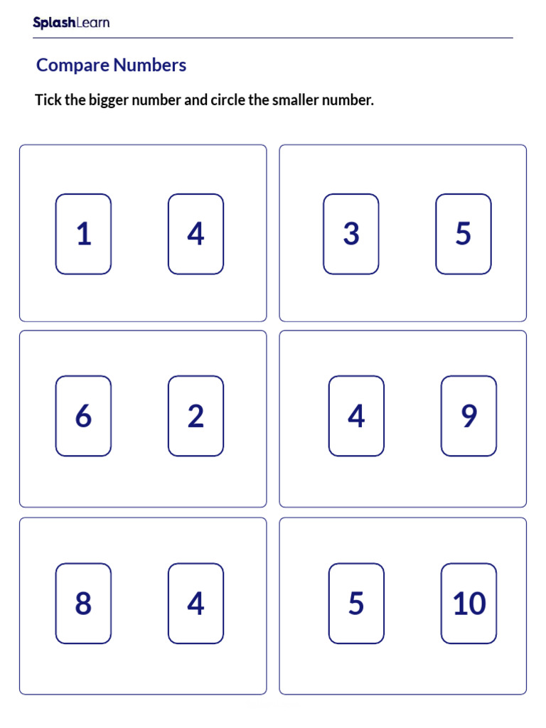 Compare Two Numbers Worksheet | PDF
