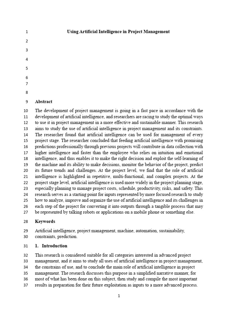 Using Artificial Intelligence in Project Management | PDF | Artificial ...