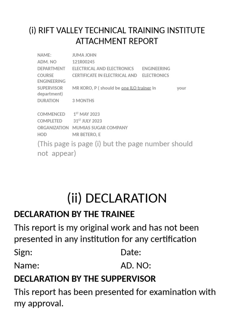 Industrial Attachment Report: RVTTI | PDF