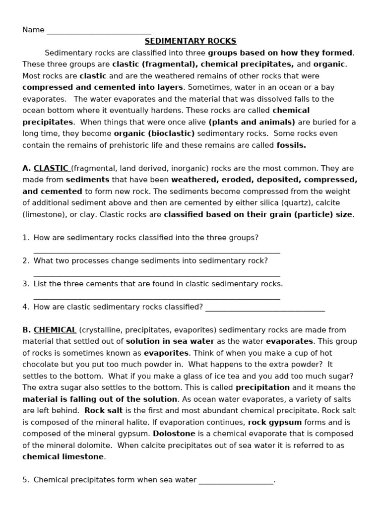 Sed Rock Reading | PDF | Sedimentary Rock | Clastic Rock