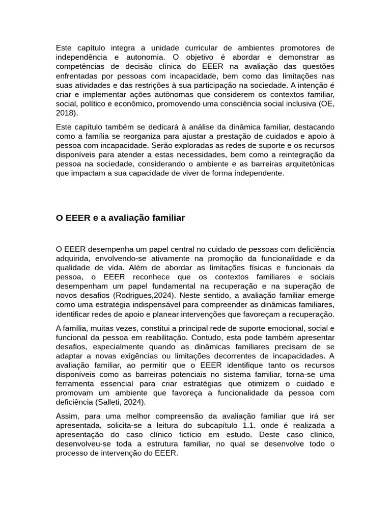 O EEER e A Avaliação Familiar | PDF | Família | Sociologia