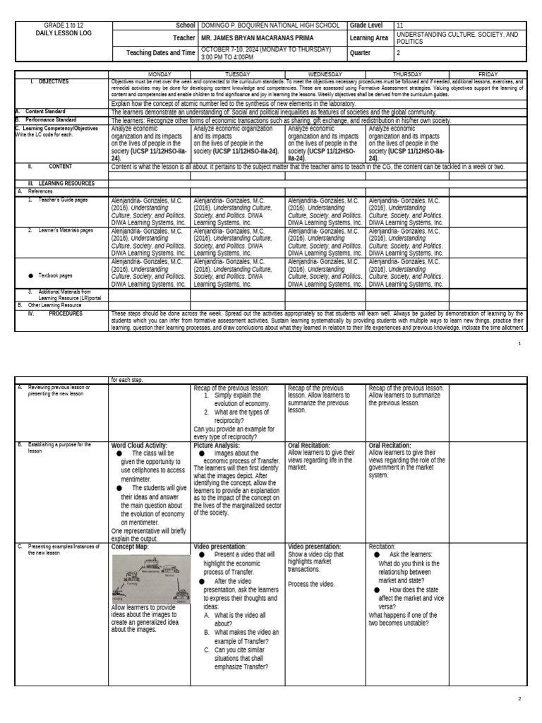 UCSP-DLL-7-10-24 | PDF | Market (Economics) | Redistribution Of Income ...