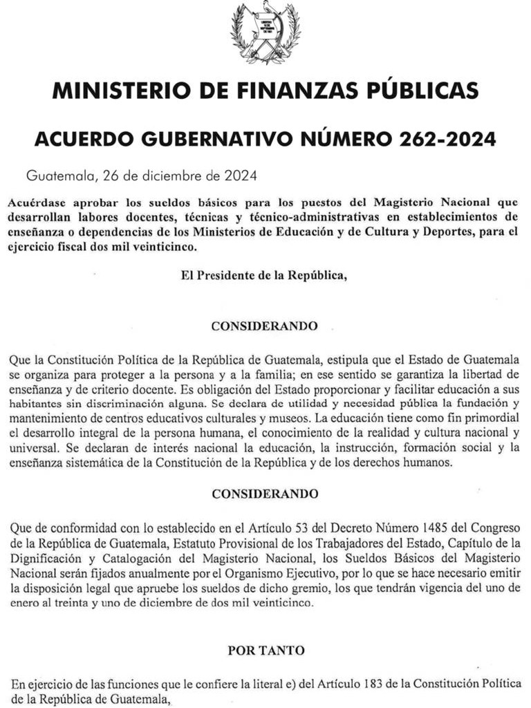 Acuerdo Gubernativo No. 262-2024 | PDF