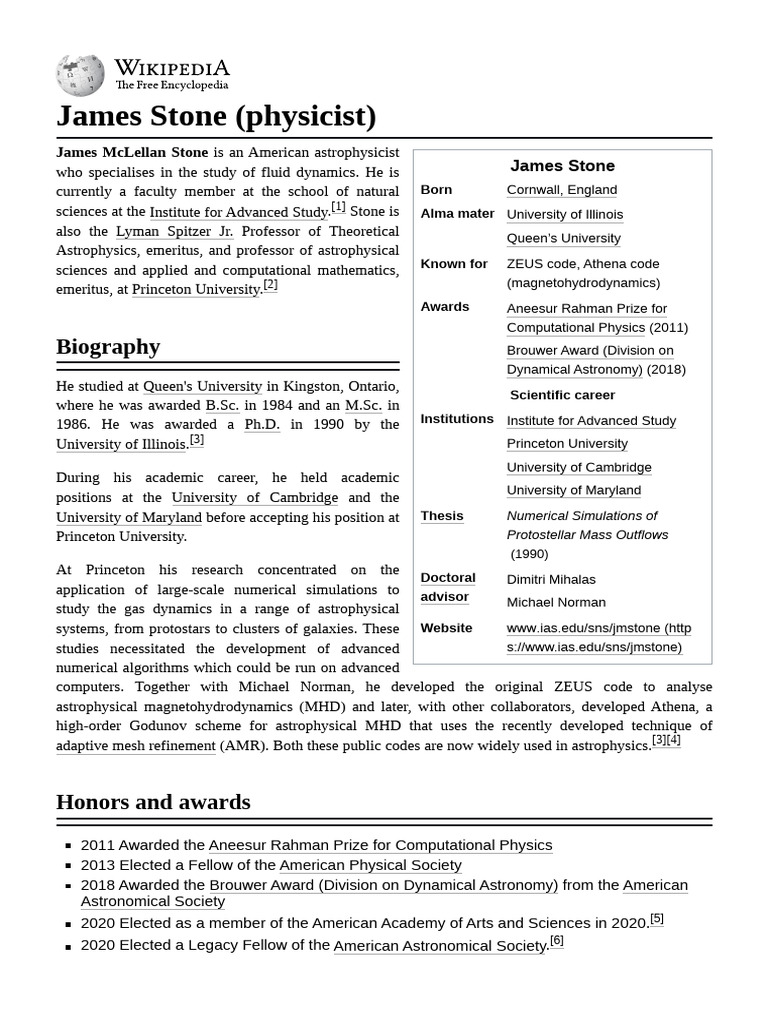 James_Stone_(physicist) | PDF | Physical Sciences | Astronomy