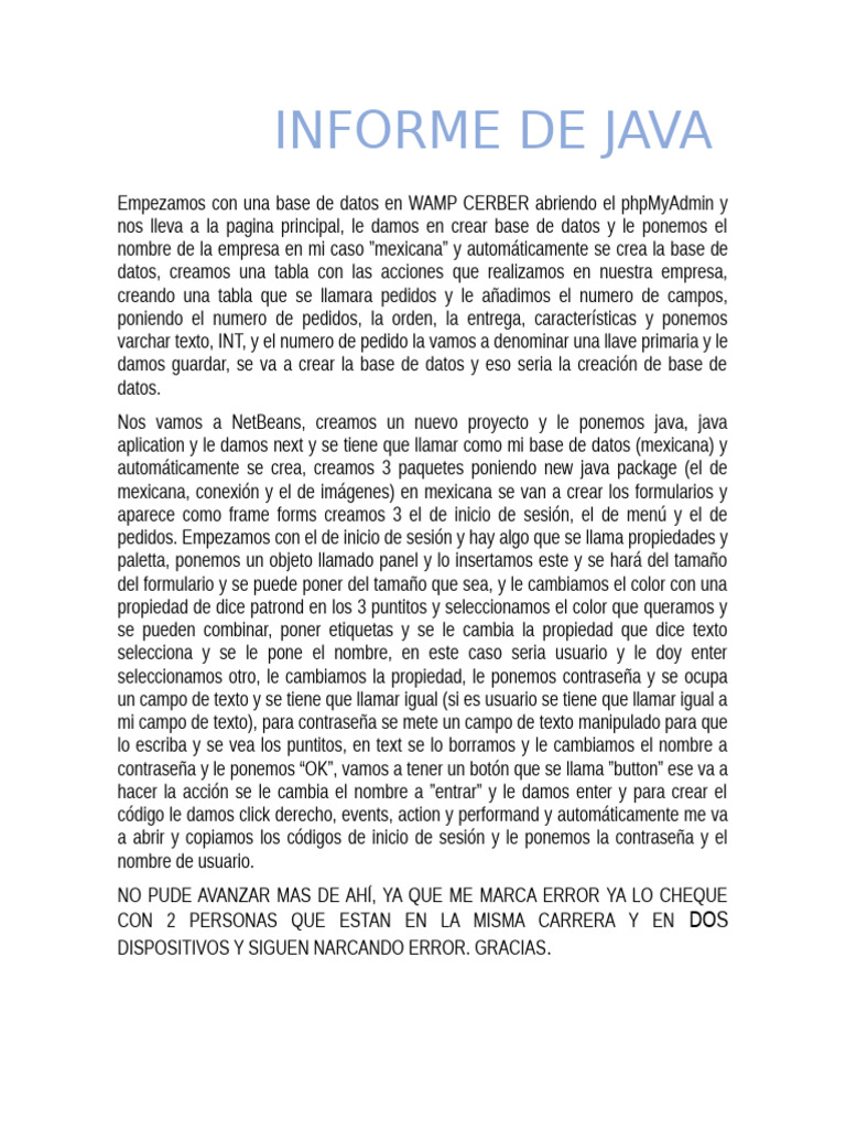 Informe de Java 2 | PDF