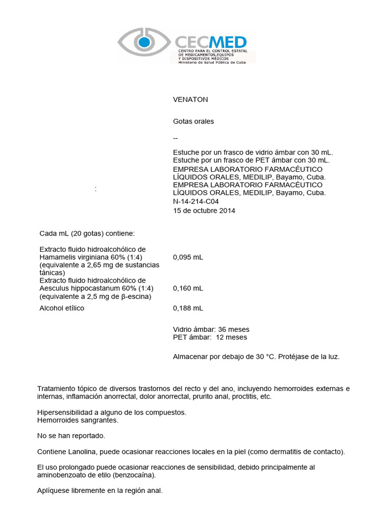 N14214C04 Venatón | PDF | Medicina CLINICA | Tratamientos médicos