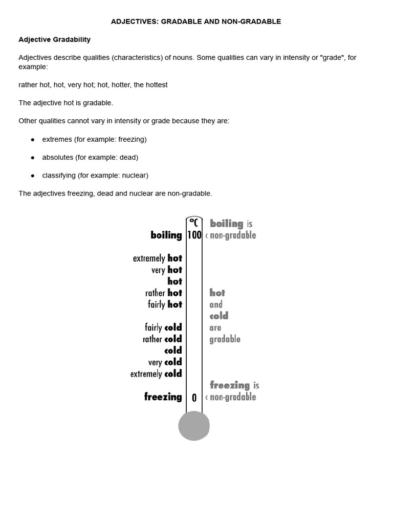 Adjectives - Gradable and Non-Gradable | PDF | Adjective | Adverb