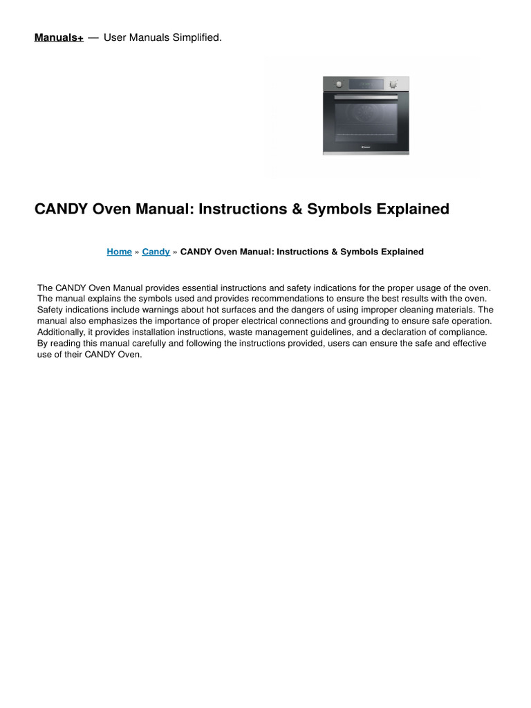 candy-oven-manual | PDF | Grilling | Electrical Connector