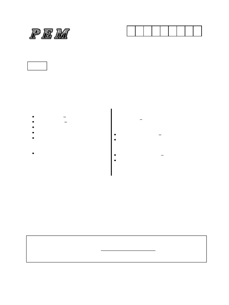 PEM 2024 Chemistry Trial HSC Examination Paper | PDF | Chemical Equilibrium | Acid