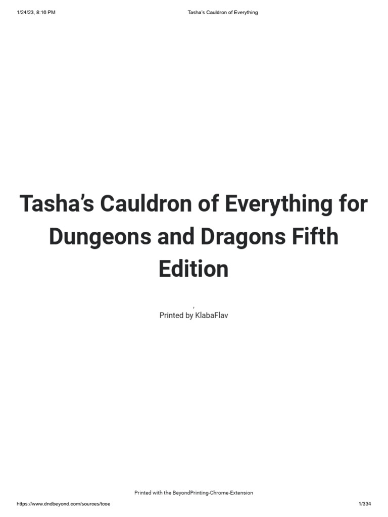 Tasha’s Cauldron of Everything | PDF | Dungeons & Dragons | Gary Gygax Games