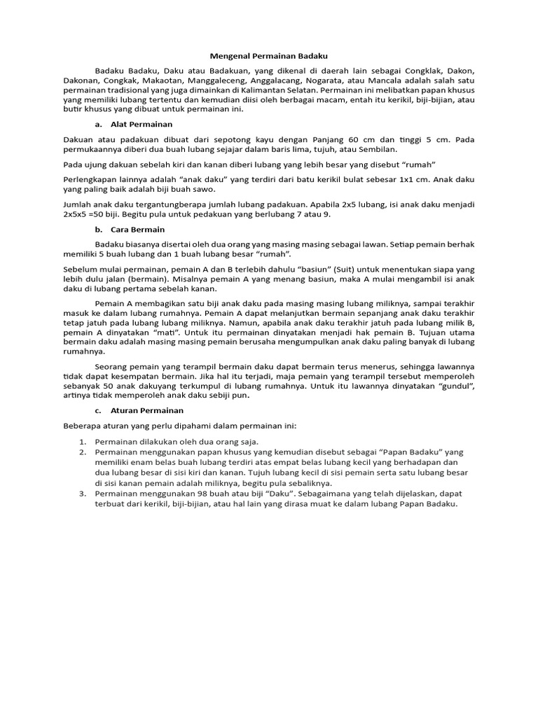 Mengenal Permainan Badaku | PDF