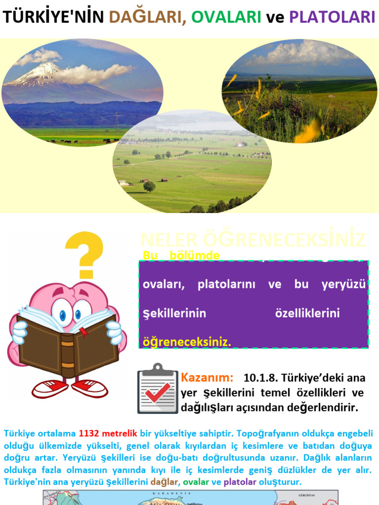 TÜRKİYE'NİN DAĞLARI, OVALARI Ve PLATOLARI | PDF
