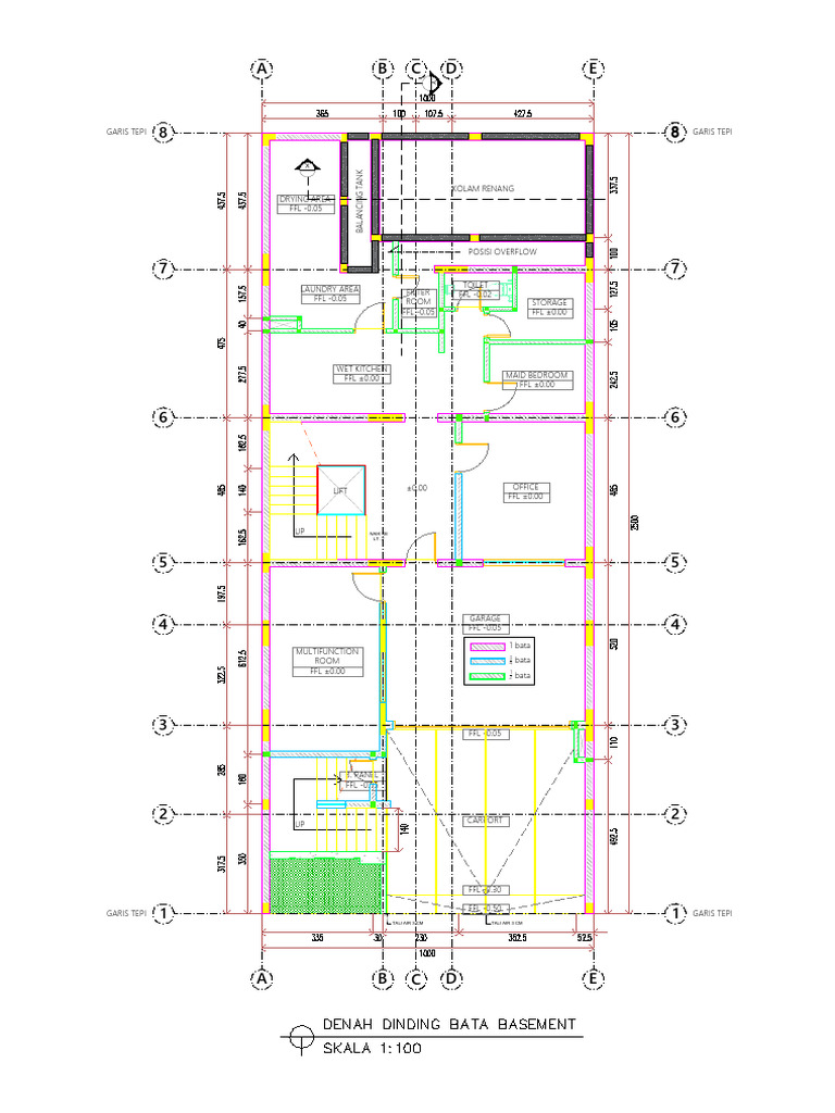 Denah Dinding Bata Lantai Basement GA | PDF | Home | Room